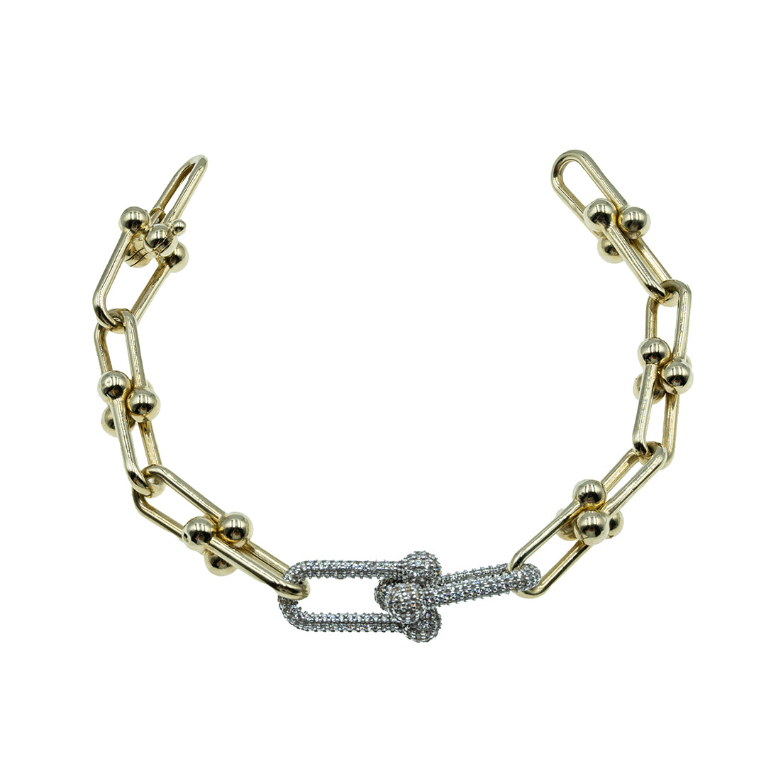 Clover Charm paper clip link 14k YG CZ 8” – Joyerias El Ruby