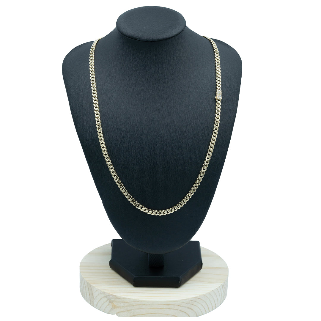 Miami Cuban Chain iced Clasp 4mm 21” CZ Semi-Hollow – Joyerias El Ruby